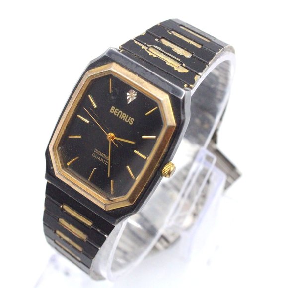 Benrus | Accessories | Vintage Benrus Watch Mens Black Tone Stainless ...